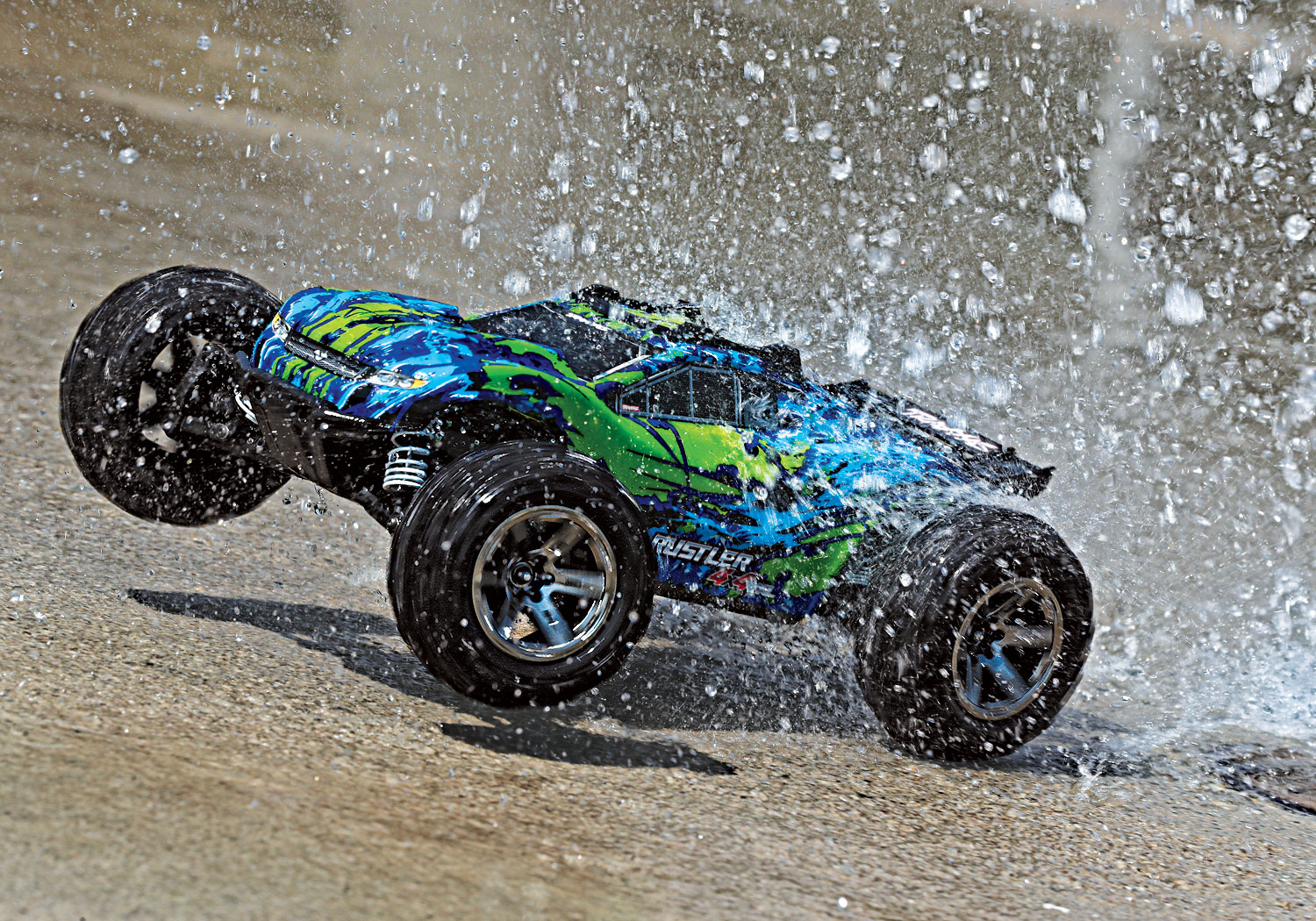 PACK ECO TRAXXAS RUSTLER- 4x4 - 1/10 VXL BRUSHLESS BLEU LIPO 3S ...